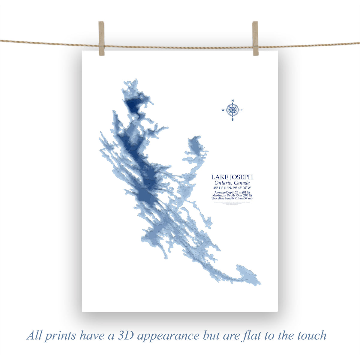 Lake Joseph Bathymetric Map Art – Classic Cottage Outfitters